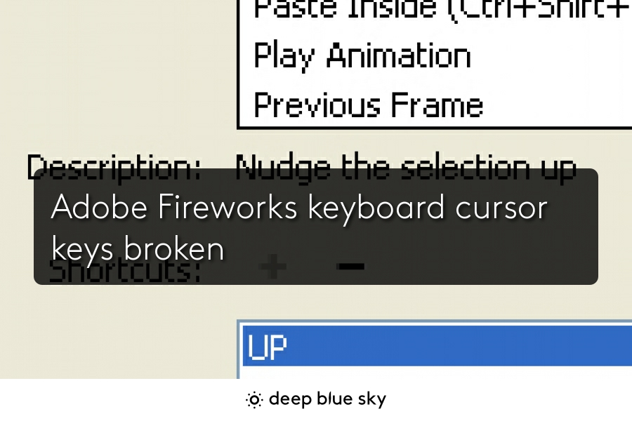Adobe Fireworks keyboard cursor keys broken, Free Digital Strategy Advice
